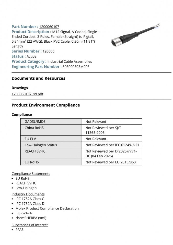 1200060107 product drawing, page 1