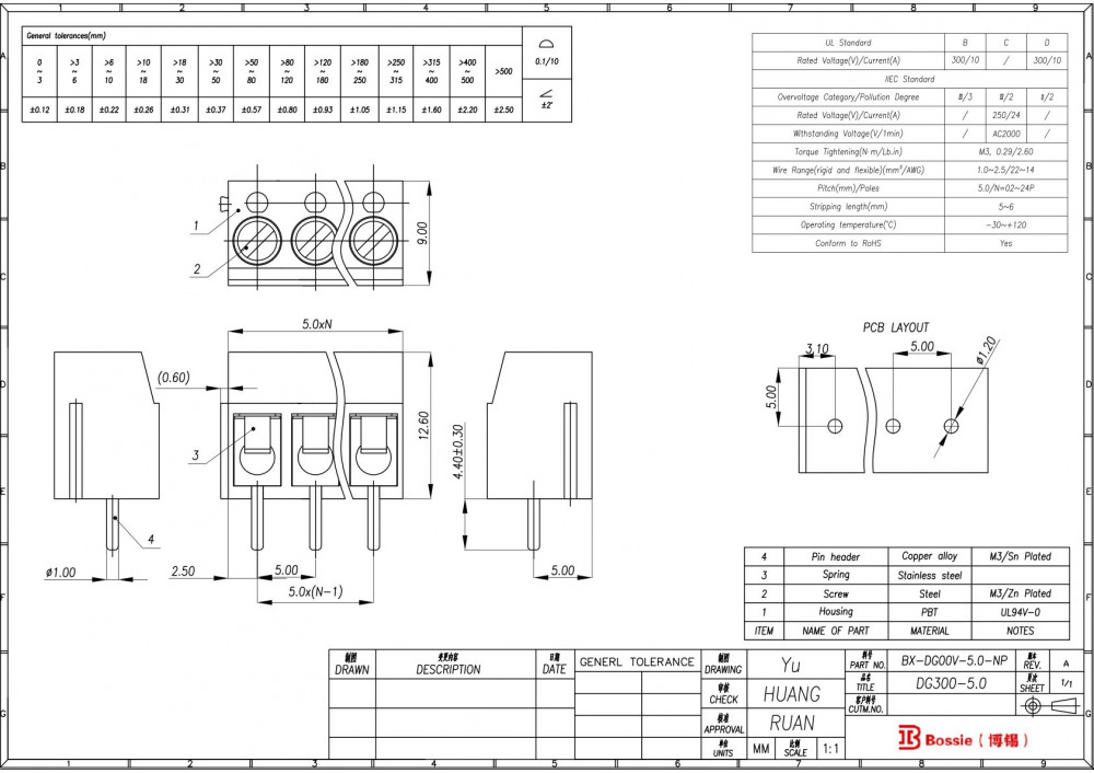BX-DG00V-5.0-3P technical drawing and specification page