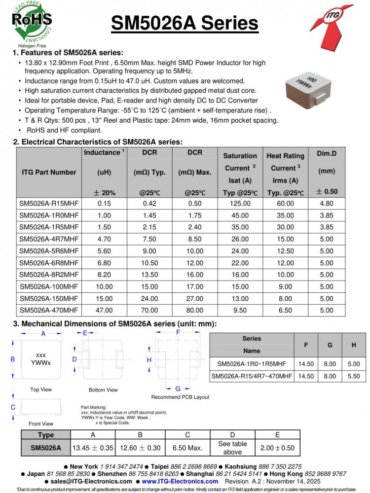 SM5026A technical document page 1