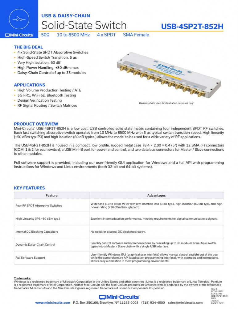 USB-4SP2T-852H document page 1