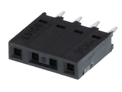 C-Grid III PCB Receptacle, 2.54mm Pitch, Single Row, Vertical, Shrouded, 8 Circuits, 0.38µm Gold (Au) Plating