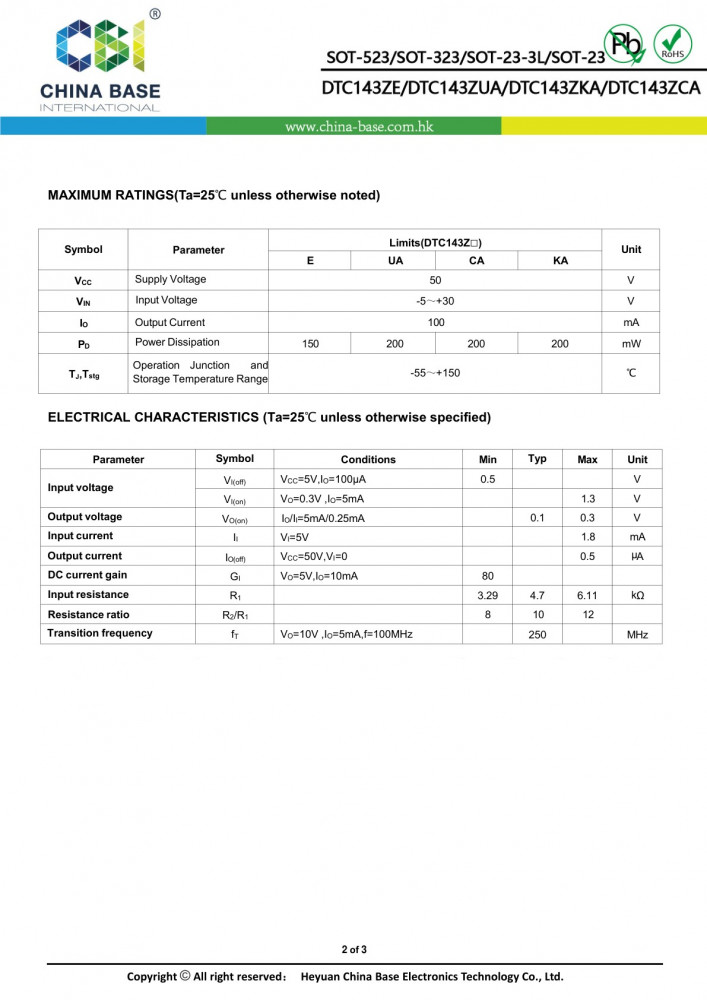 DTC143ZKA datasheet page 2