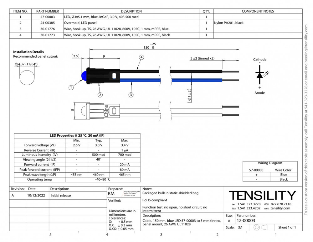 Provided technical document image; part-number match to 12-00003 is unverified