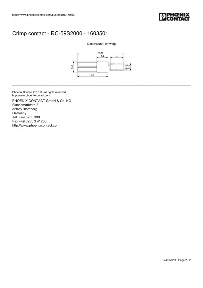 Phoenix Contact RC-59S2000 item 1603501 product document page 2