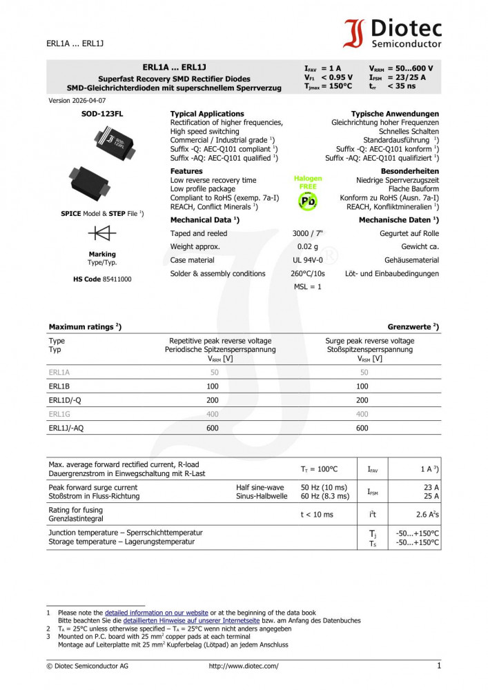 ERL1D datasheet page 1