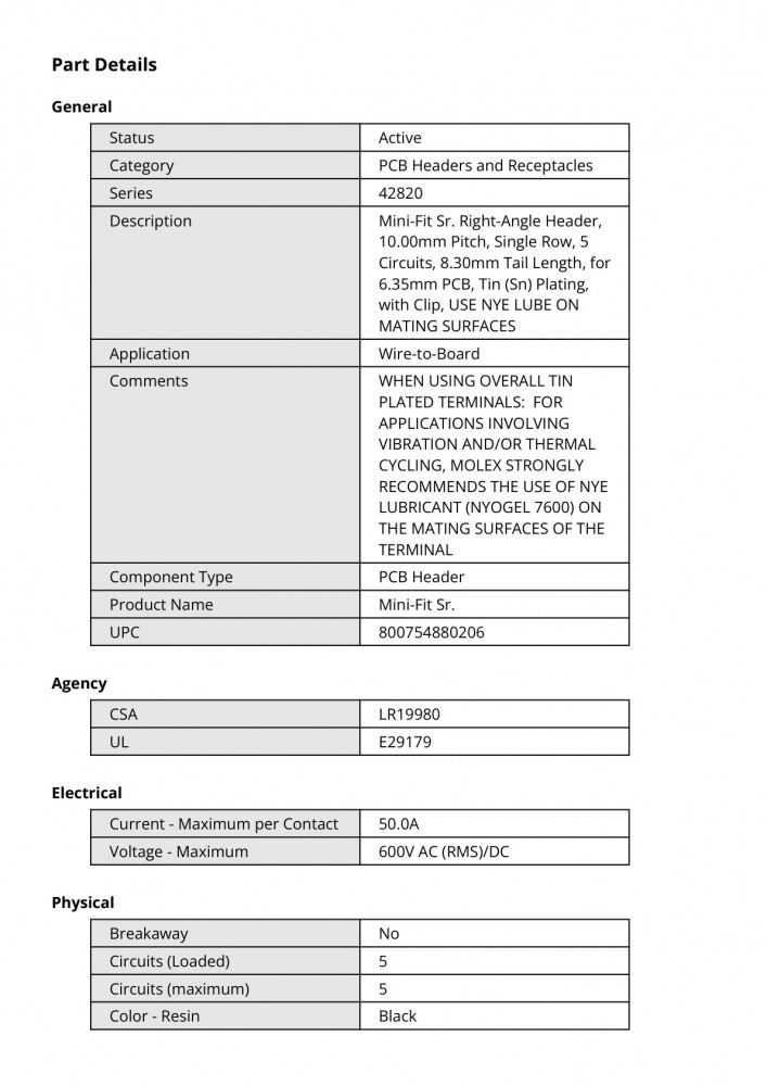 Technical document page 2 for MOLEX 428205242