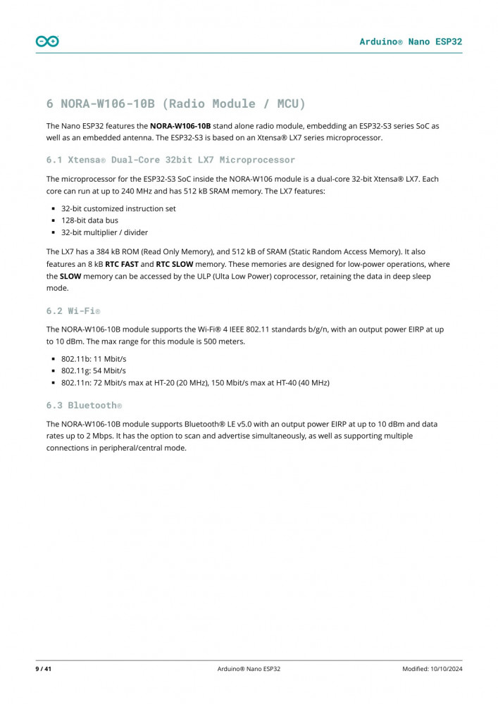 Arduino Nano ESP32 document page 9