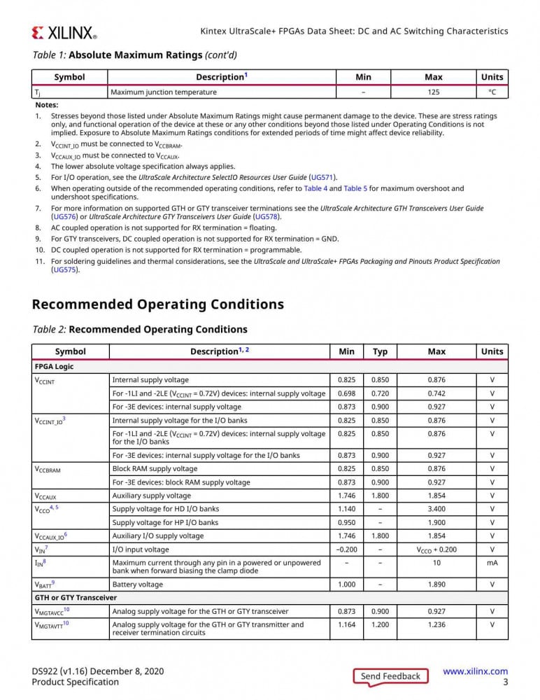 AMD XCKU3P datasheet page 3