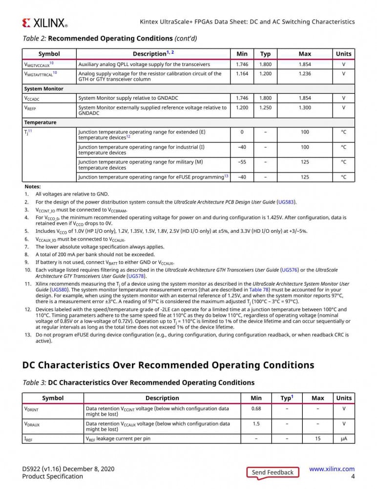 AMD XCKU3P datasheet page 4