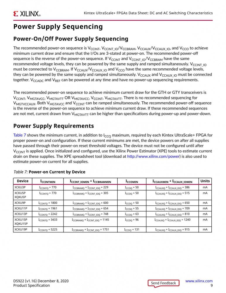 AMD XCKU3P datasheet page 9
