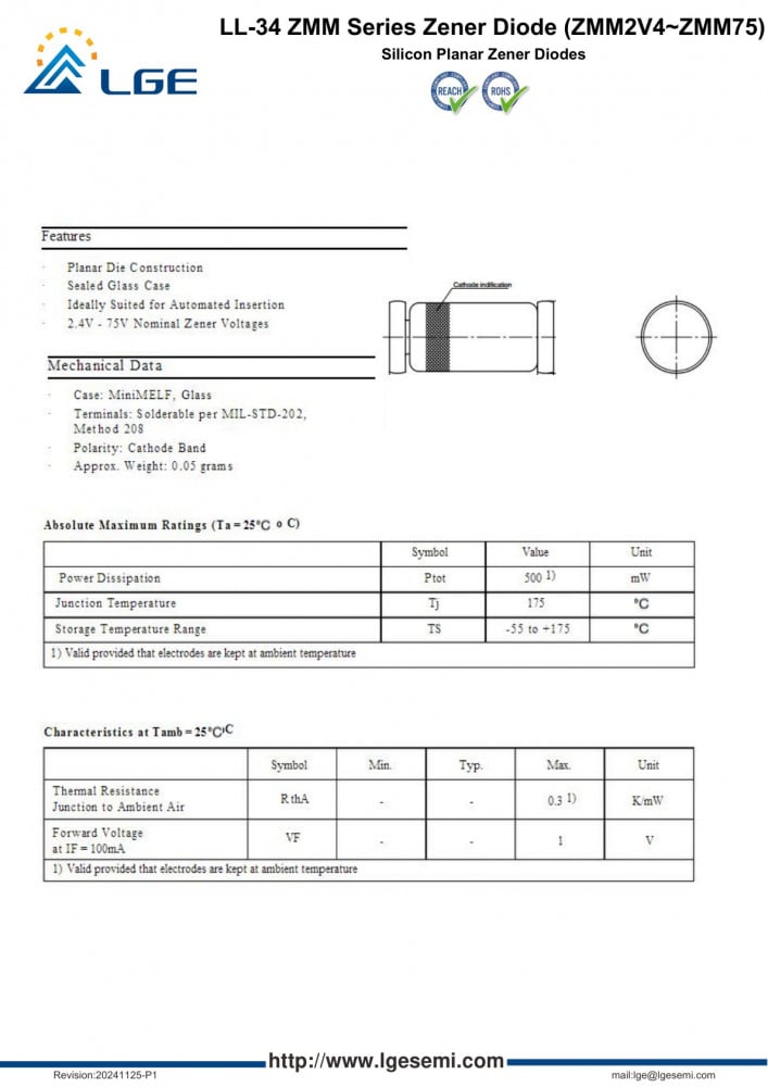 LGE ZMM series datasheet page 1