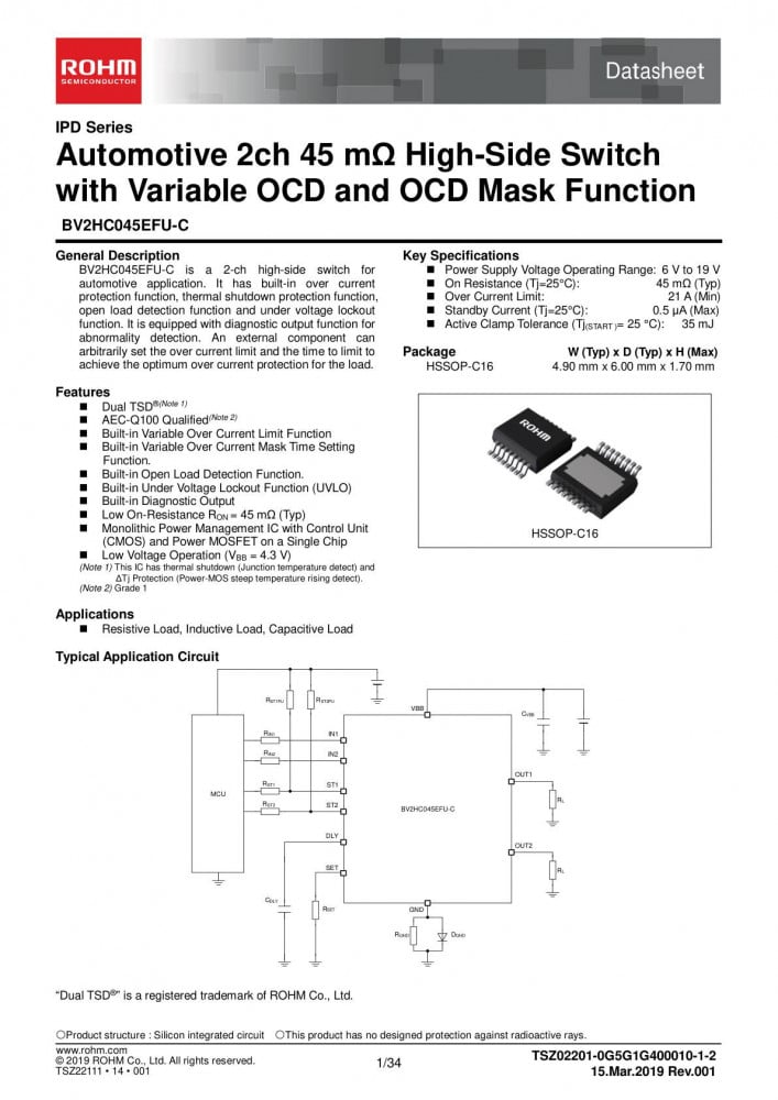 BV2HC045EFU-CE2 datasheet page 1