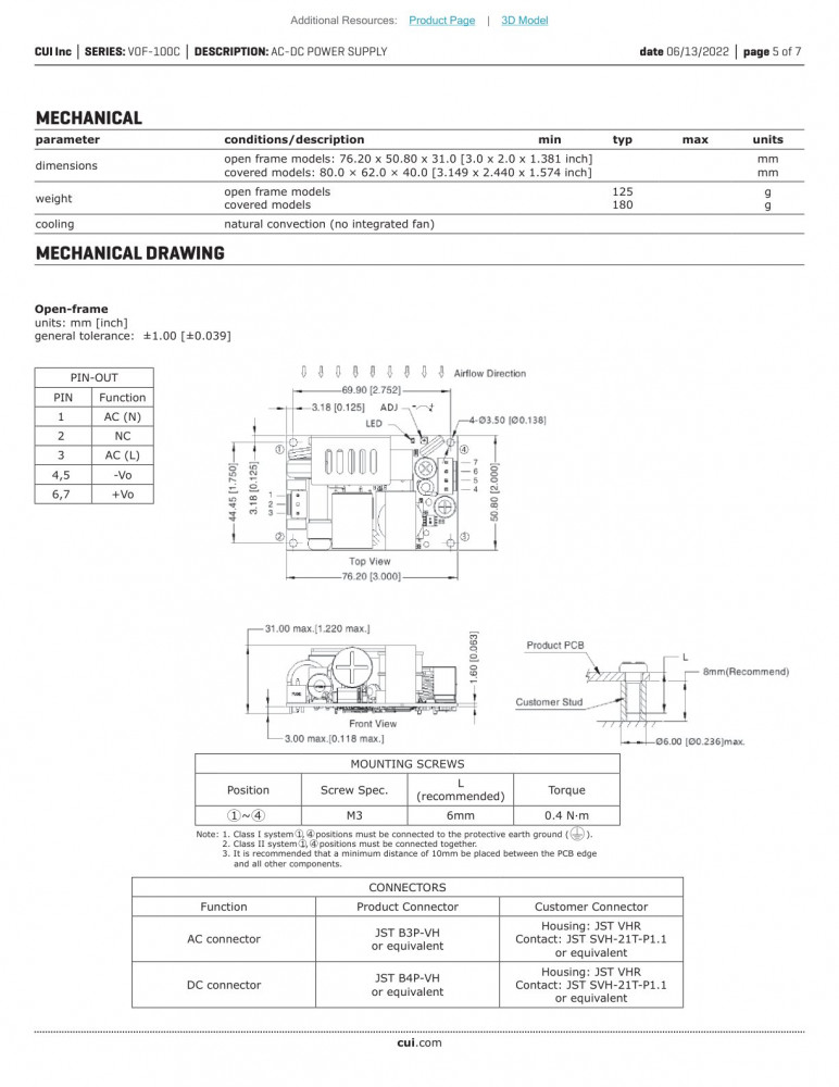 CUI VOF-100C datasheet page 5