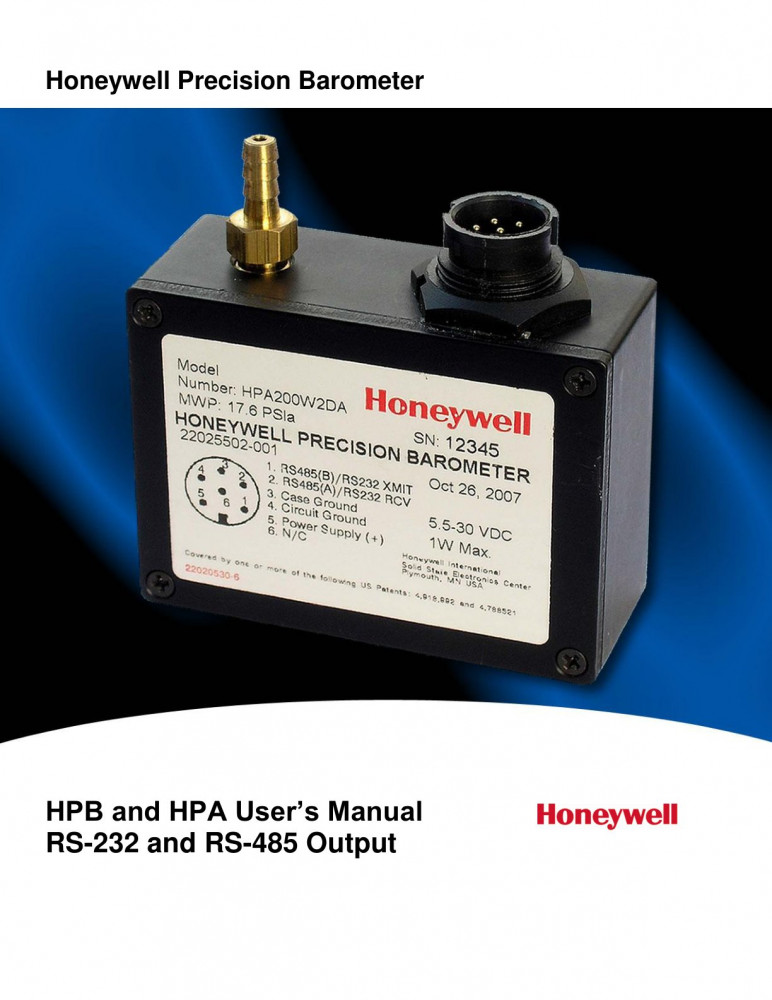 Honeywell HPA100W2DA document page 1