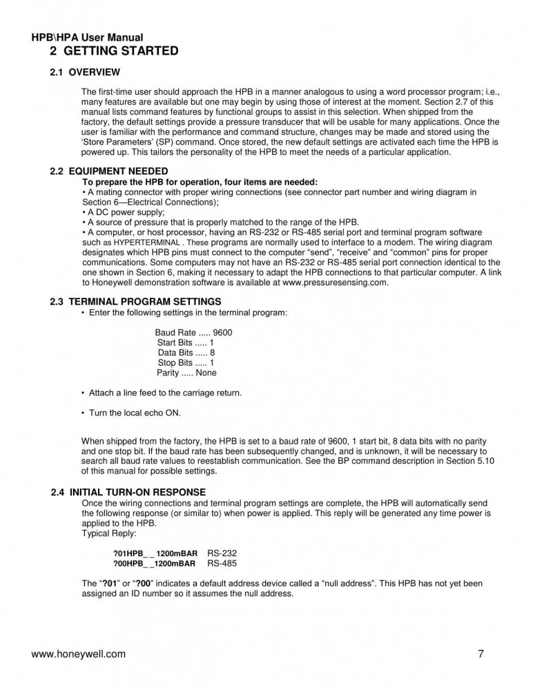 Honeywell HPA100W2DA document page 7