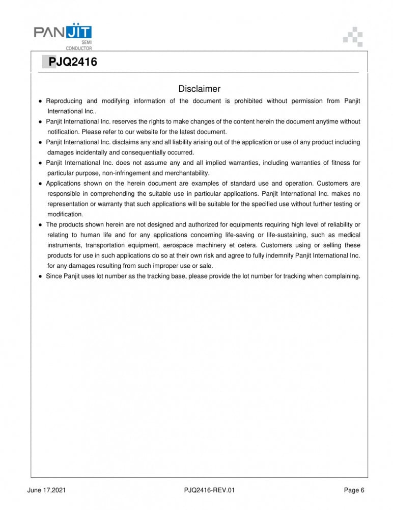 PJQ2416 datasheet page 6