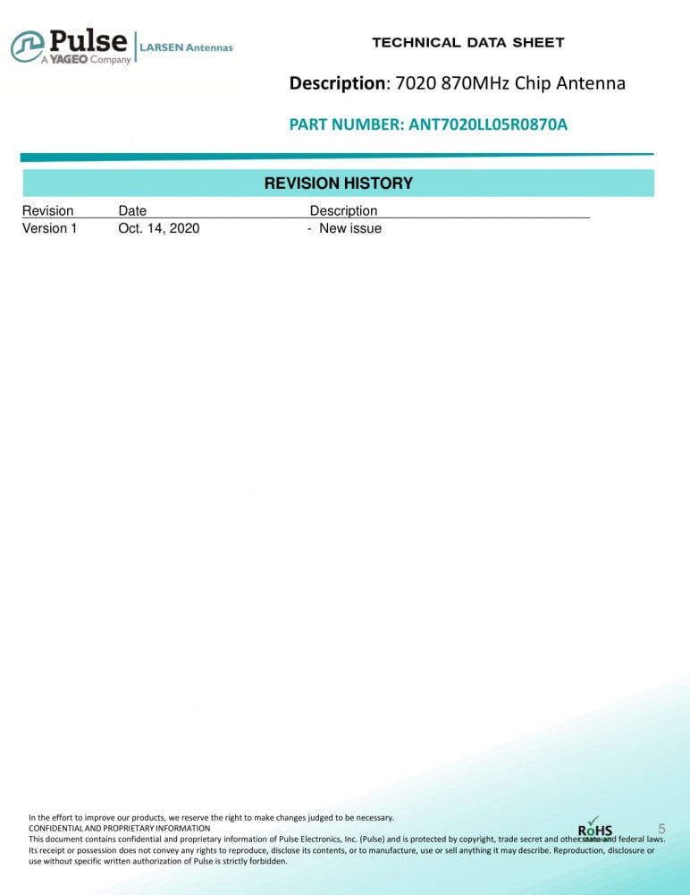 ANT7020LL05R0870A technical document page 5
