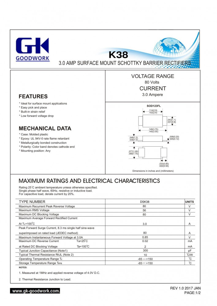 GOODWORK DSK38 datasheet page 1