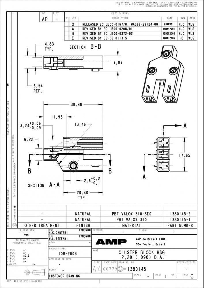 TE Connectivity 1380145 customer drawing page