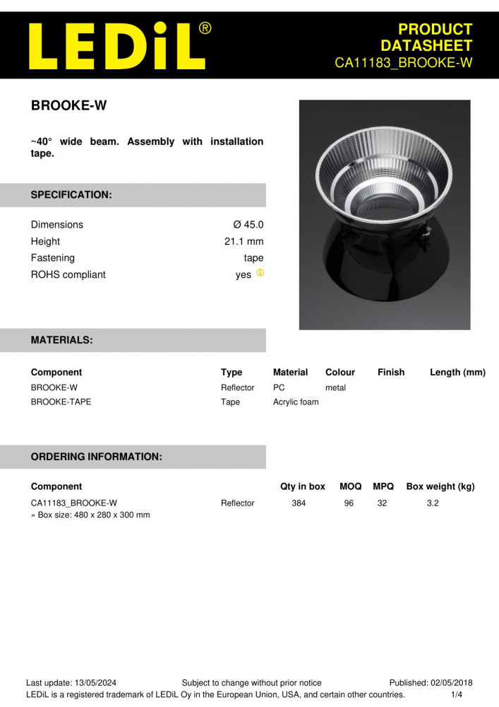 BROOKE-W product document image, page 1