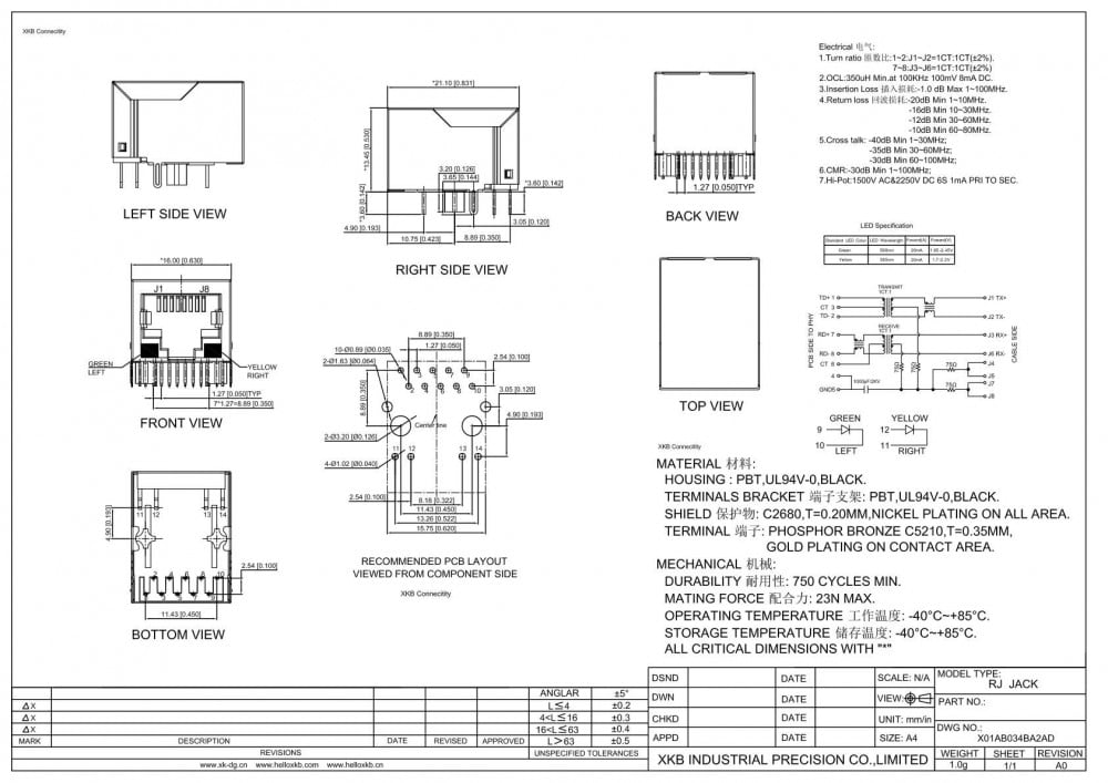 X01AB034BA2AD technical drawing page