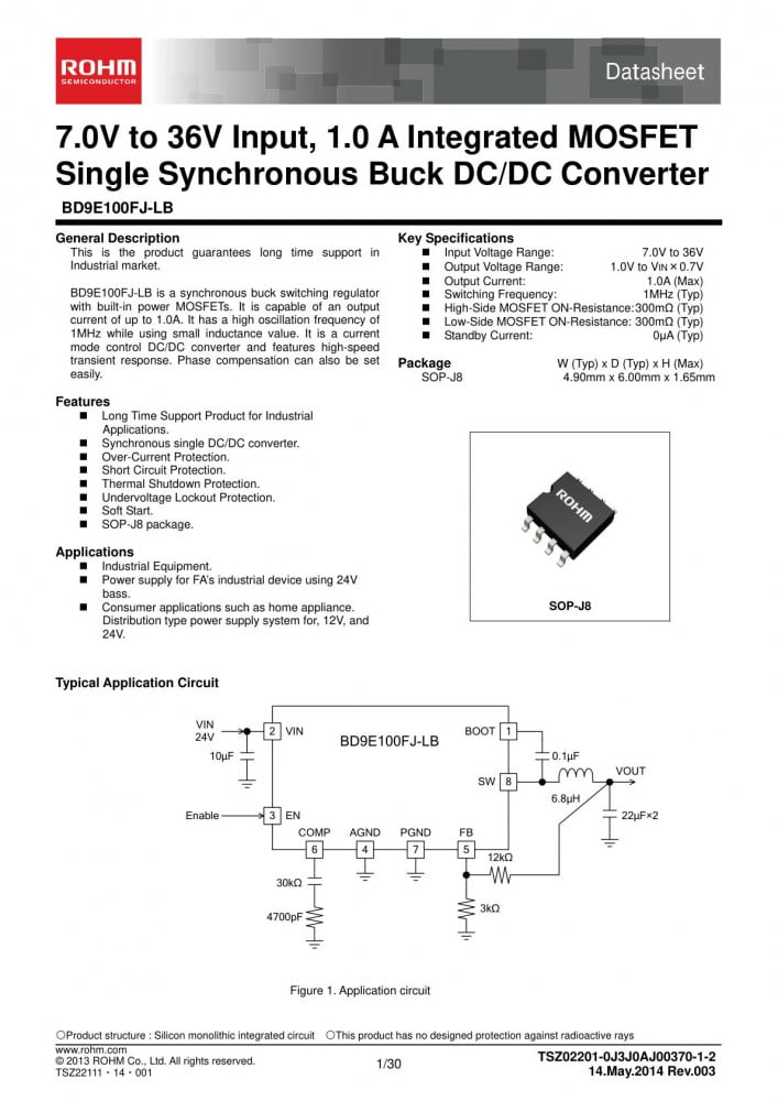 BD9E100FJ-LBGH2 datasheet page 1