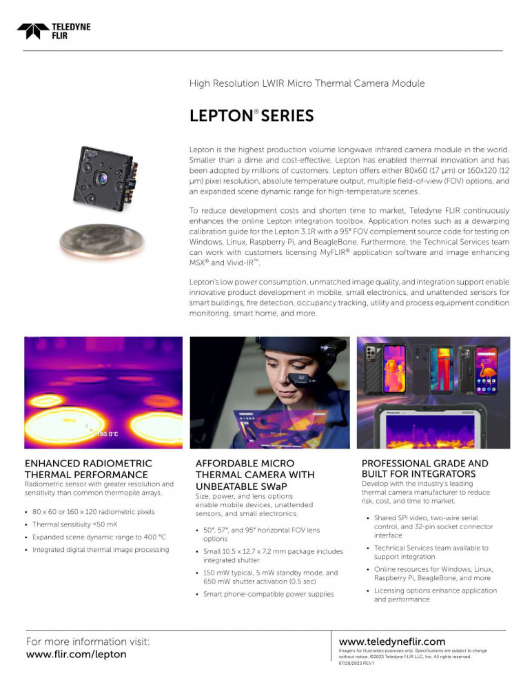 FLIR Lepton 3.1R technical document page 1