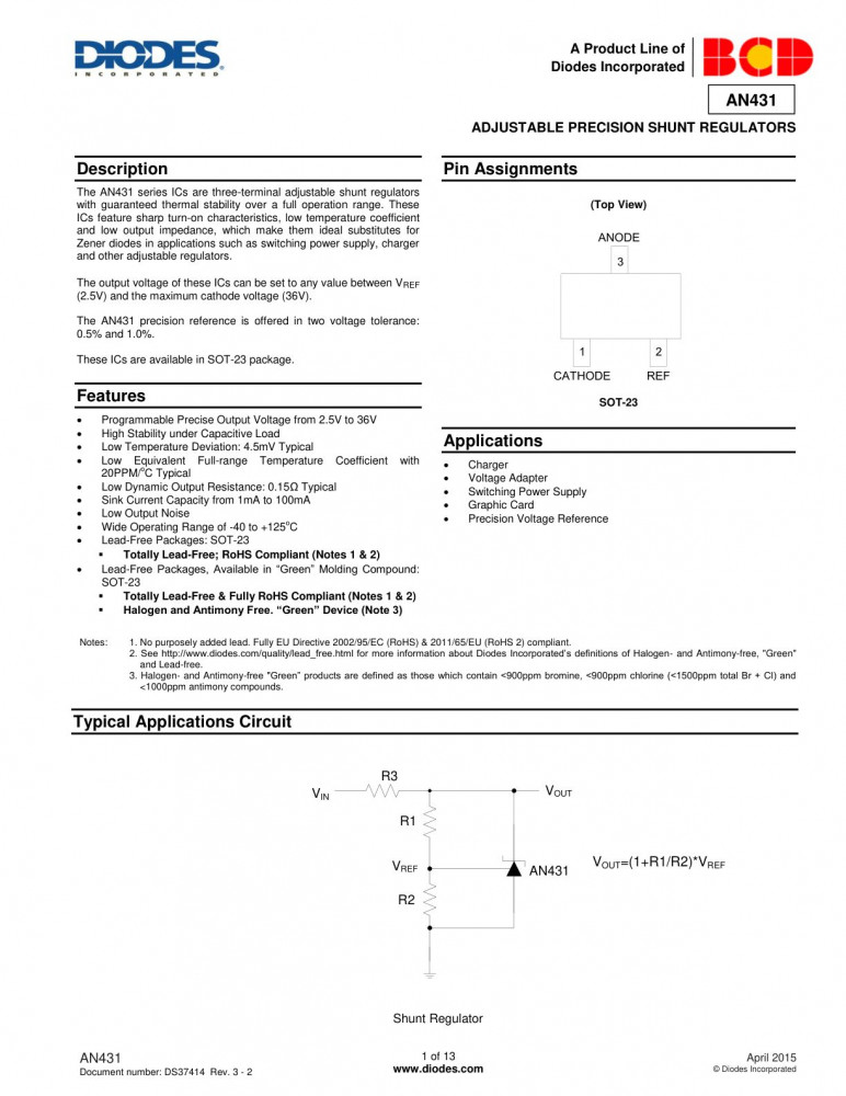 AN431BN-ATRG1 datasheet page 1