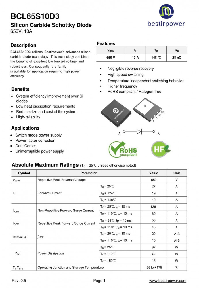 BCL65S10D3 datasheet page 1