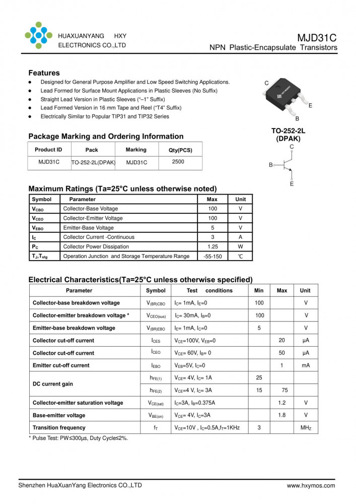 MJD31C datasheet page 1