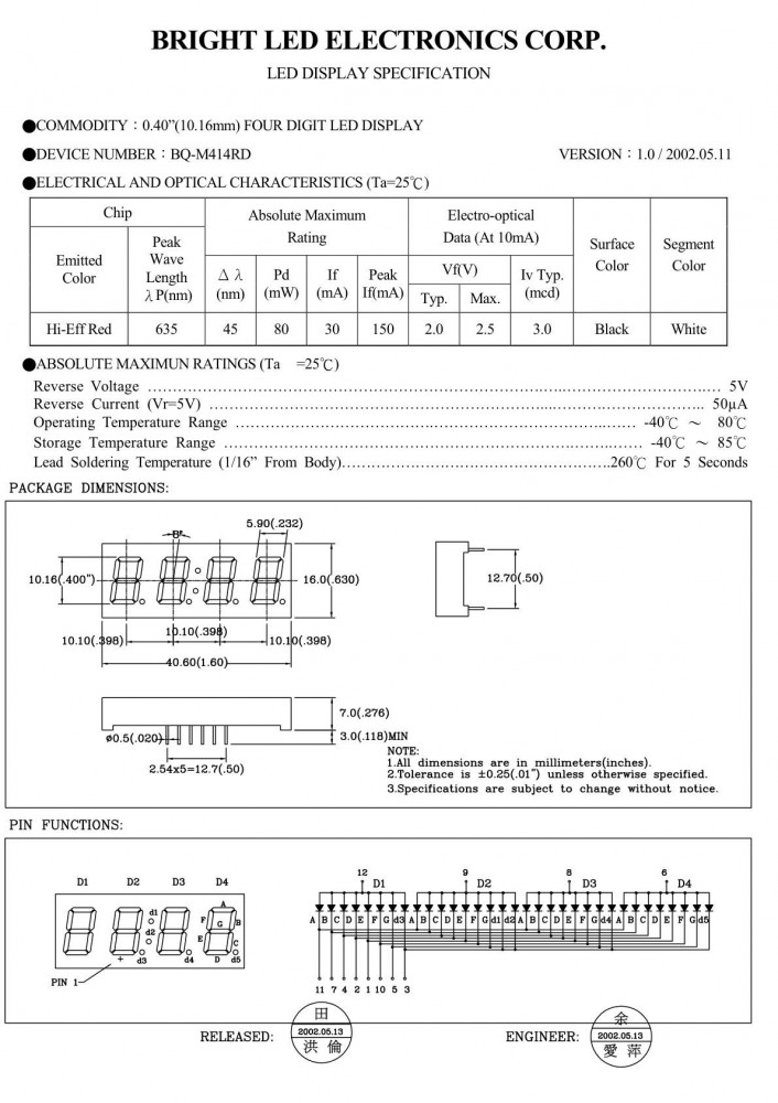 BQ-M414RD technical document page 1