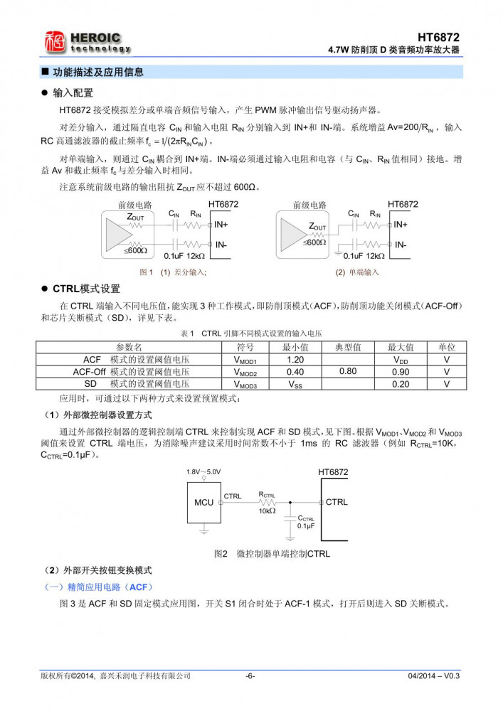 HT6872 datasheet page 6
