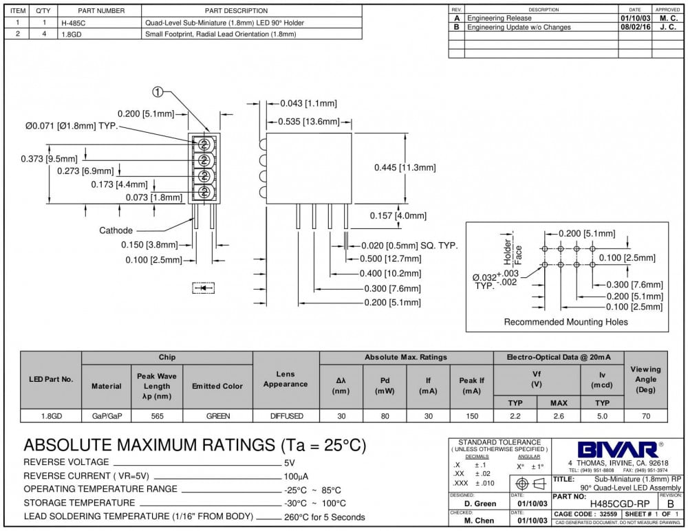 BIVAR H485CGD-RP technical document page