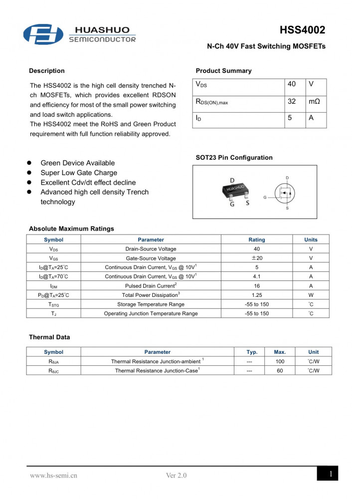 HSS4002 datasheet page 1