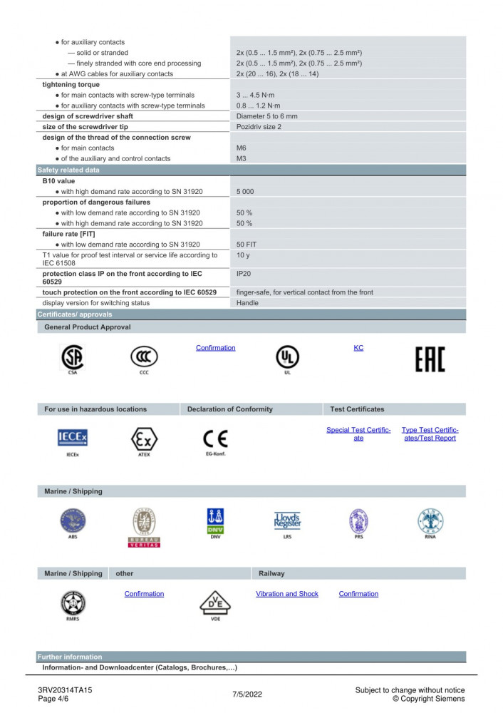 3RV20314TA15 technical document page 4
