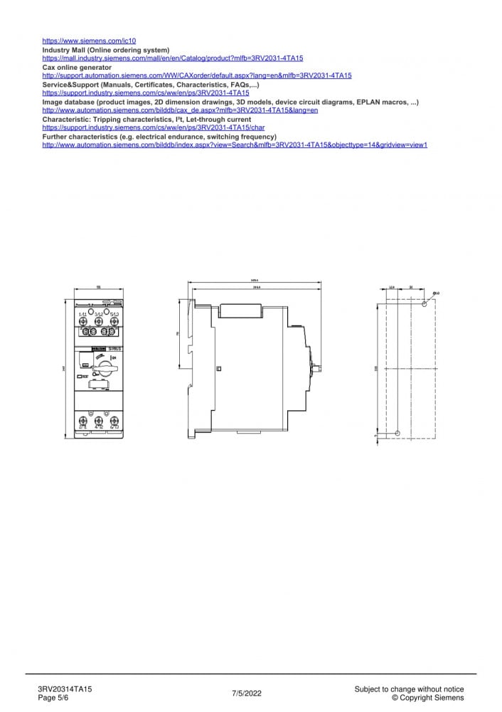 3RV20314TA15 technical document page 5