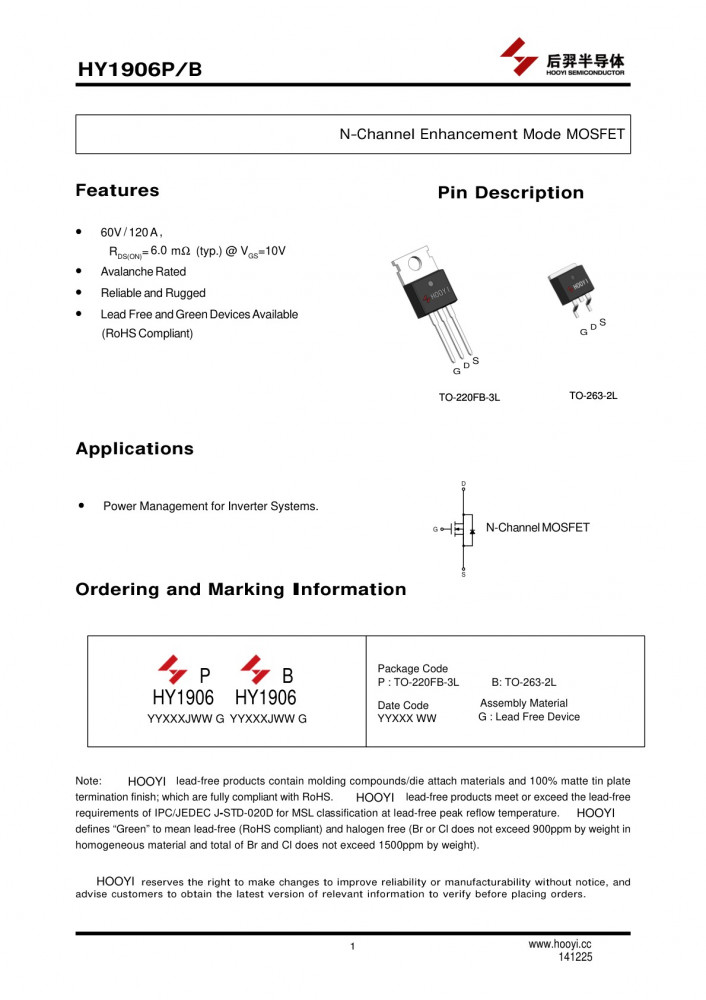 HY1906P datasheet page 1