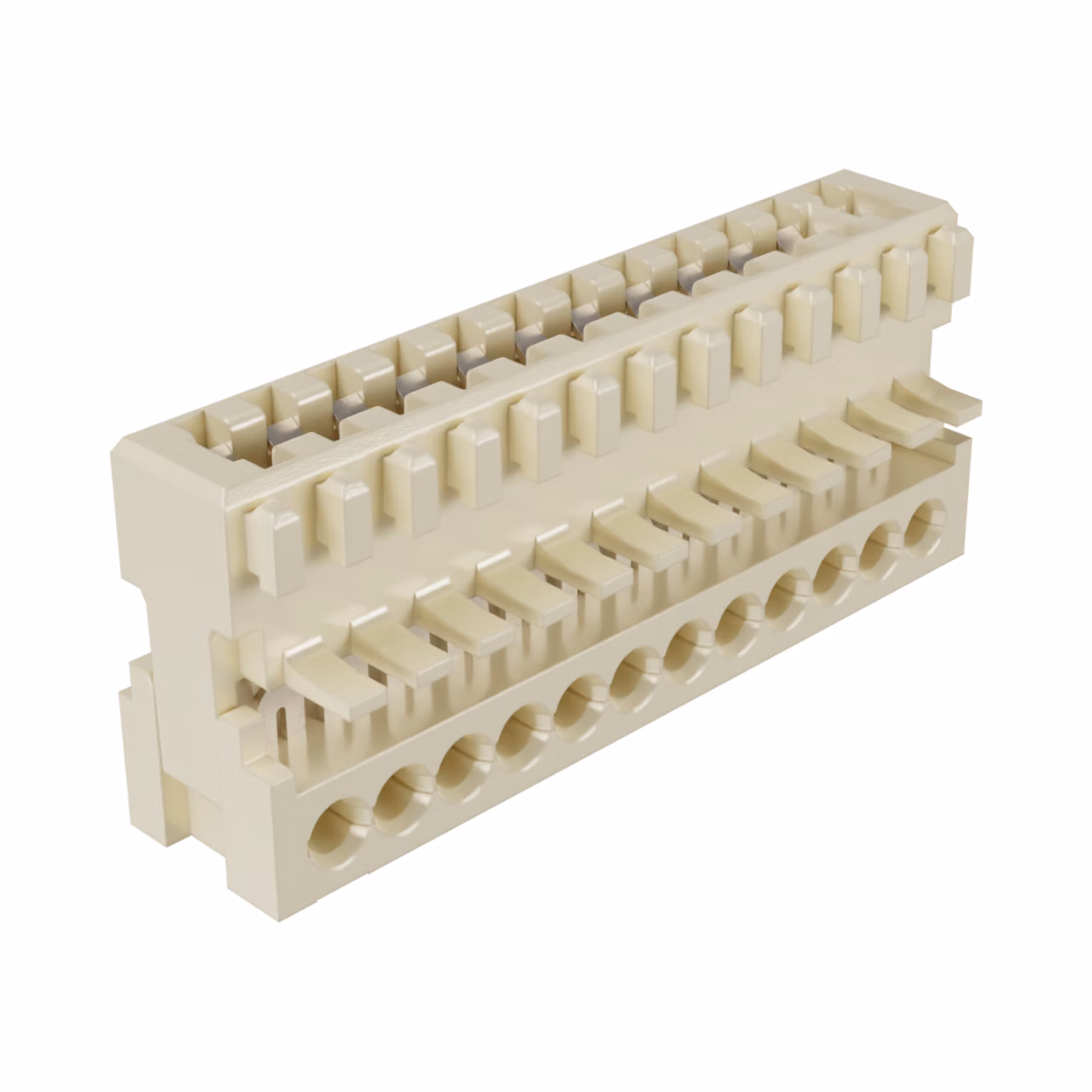 Appli-Mate RAST 2.5 Connector, 2.50mm Pitch, Female, 4 Circuits, No Position Keys Removed, Polarizing Rib Between 3/4, 1 Closed and 1 Open Endwall, Tin Plating