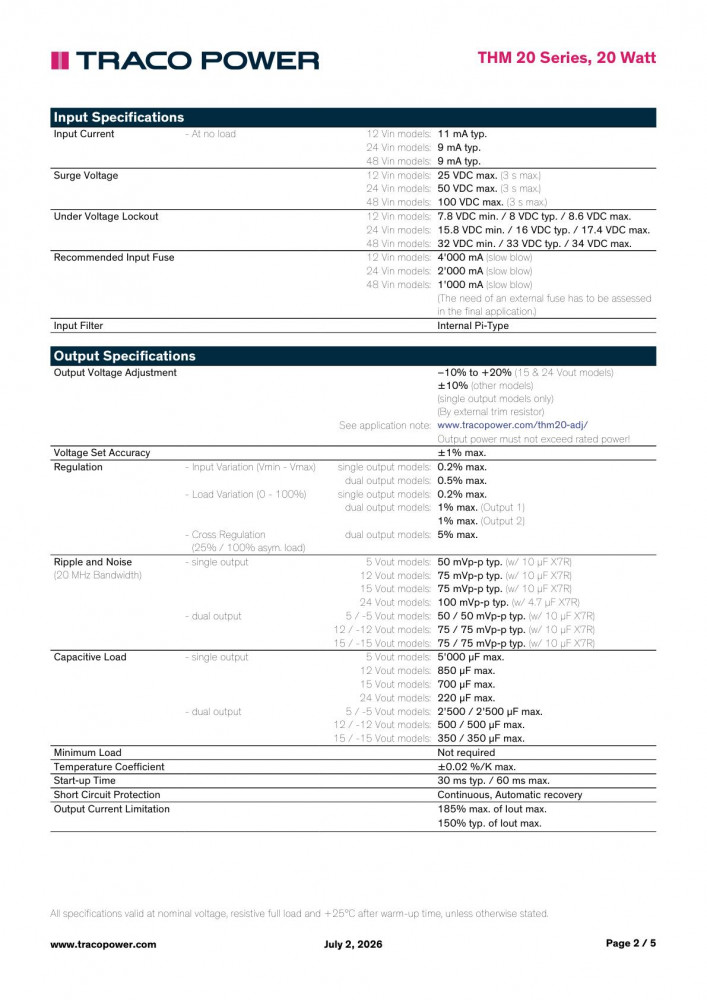THM 20 series technical document page 2