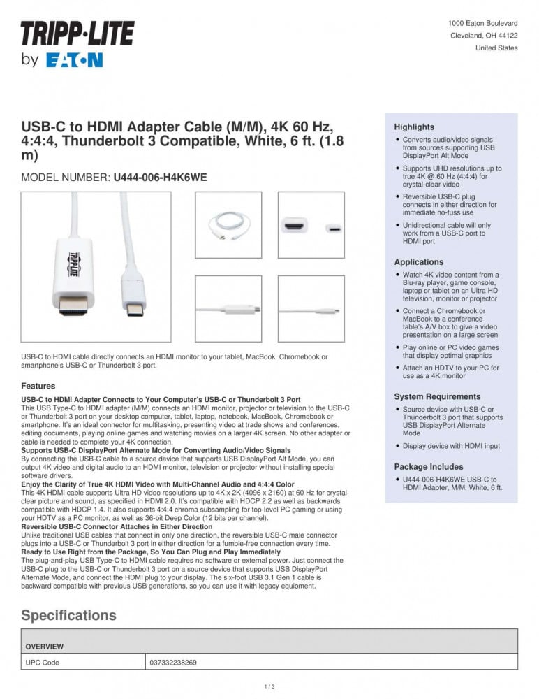 U444-006-H4K6WE technical document page 1