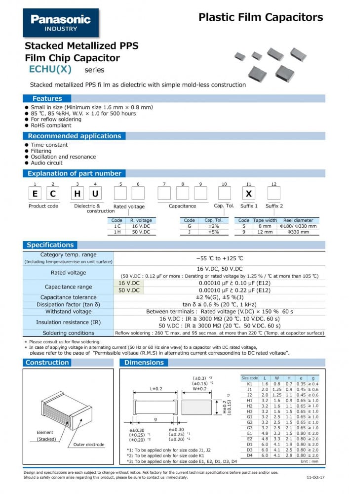 PANASONIC ECHU(X) datasheet page 1
