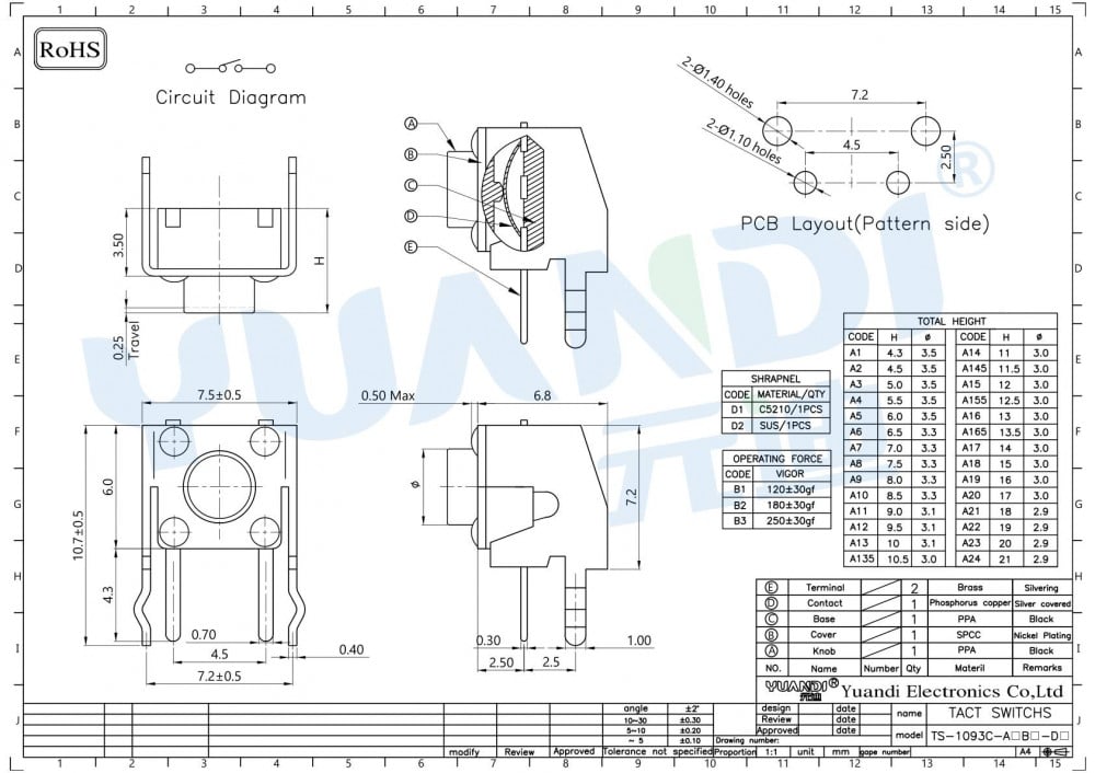TS-1093C-A15B3-D1 technical drawing and specification image