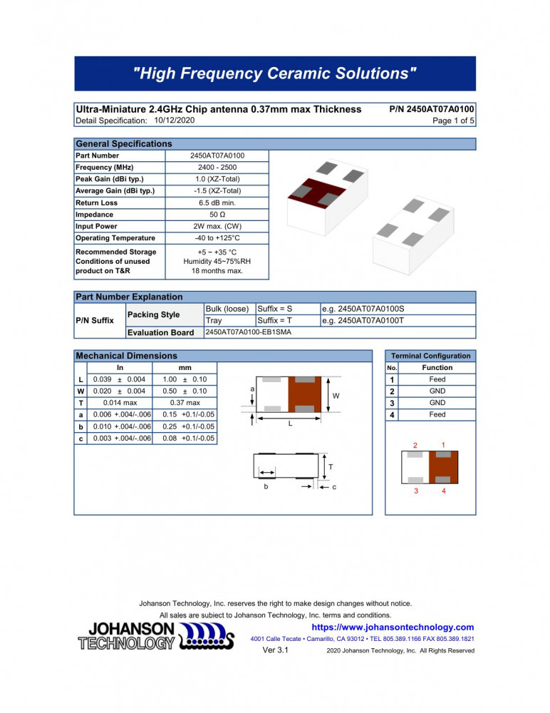 2450AT07A0100 specification page 1