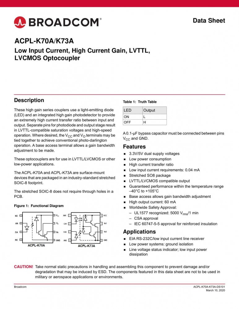 ACPL-K70A-560E datasheet page 1