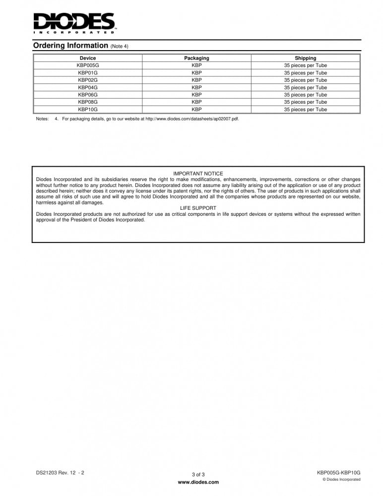 KBP10G datasheet page 3