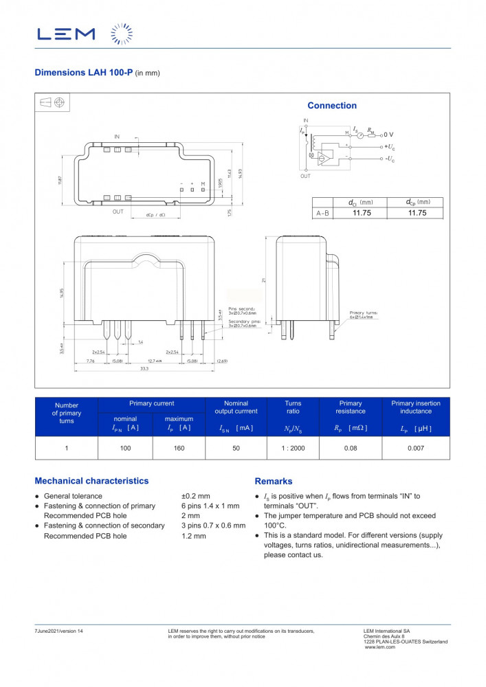 LEM LAH100-P datasheet page 3