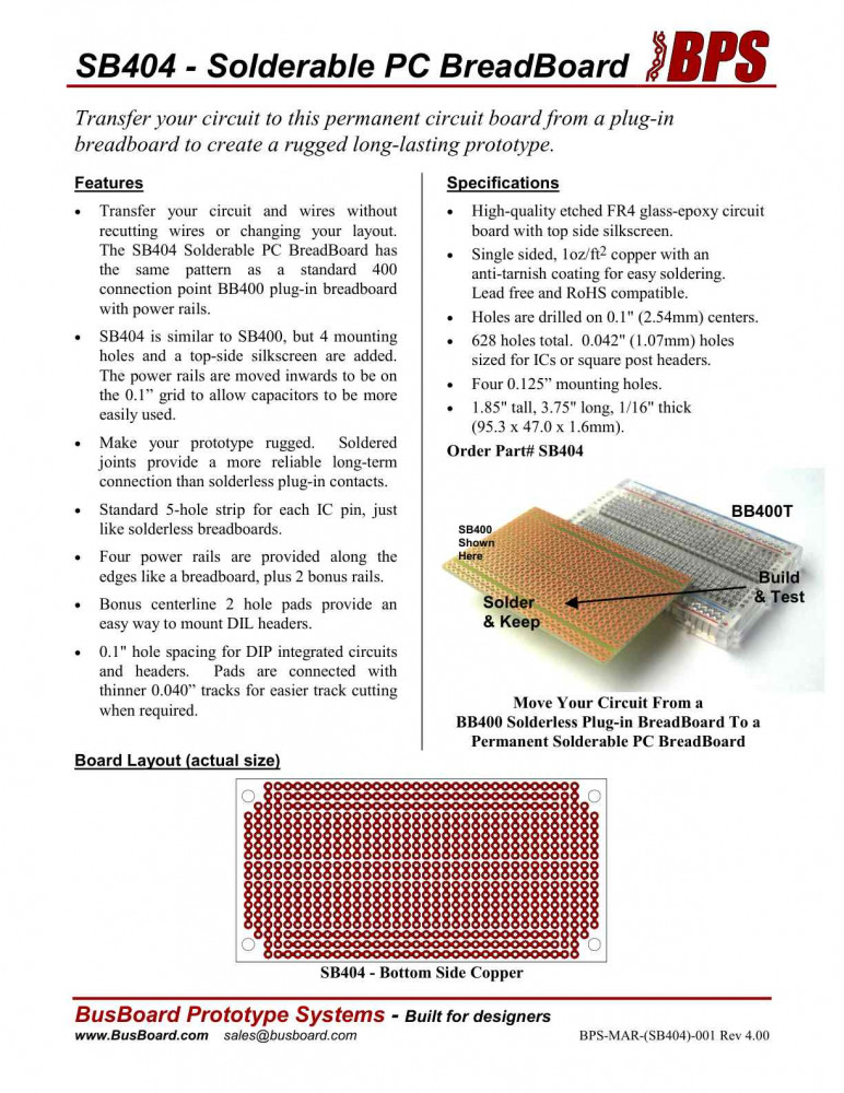SB404 product visual and breadboard transfer overview