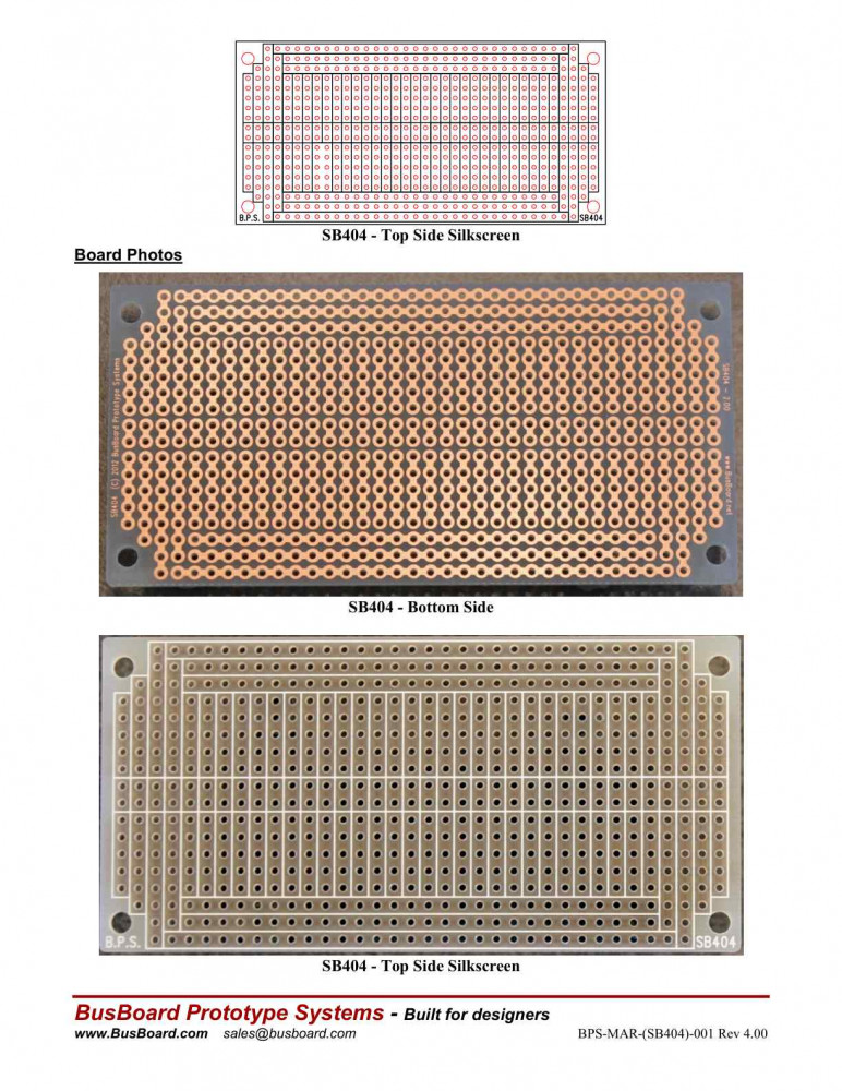 SB404 board layout and bottom-side copper pattern