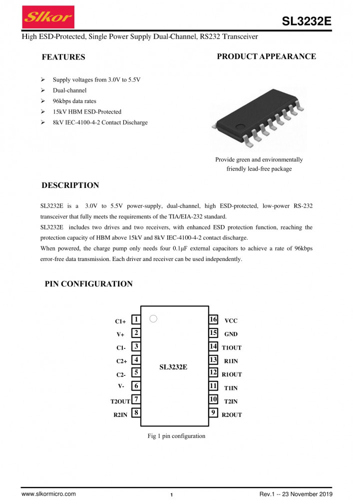 SL3232EESE datasheet page 1