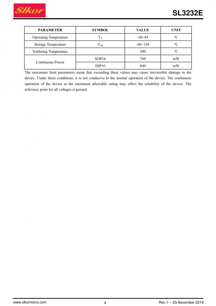 SL3232EESE datasheet page 3